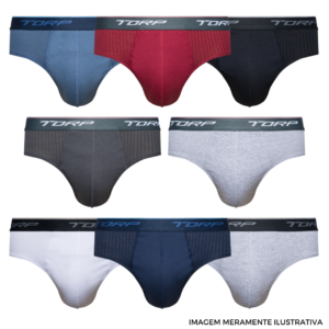 KIT C/3 CUECAS TORP SLIP JUVENIL ALGODÃO - Torp